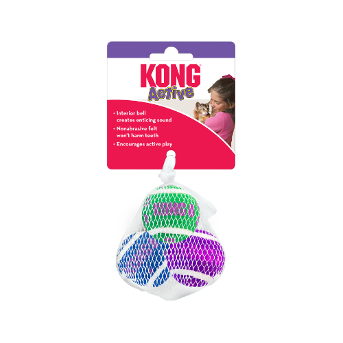 Kong Cat Active Tennis Balls with Bells 發聲彩色網球貓玩具套裝 3pcs - BC Pets 寵物用品 ...
